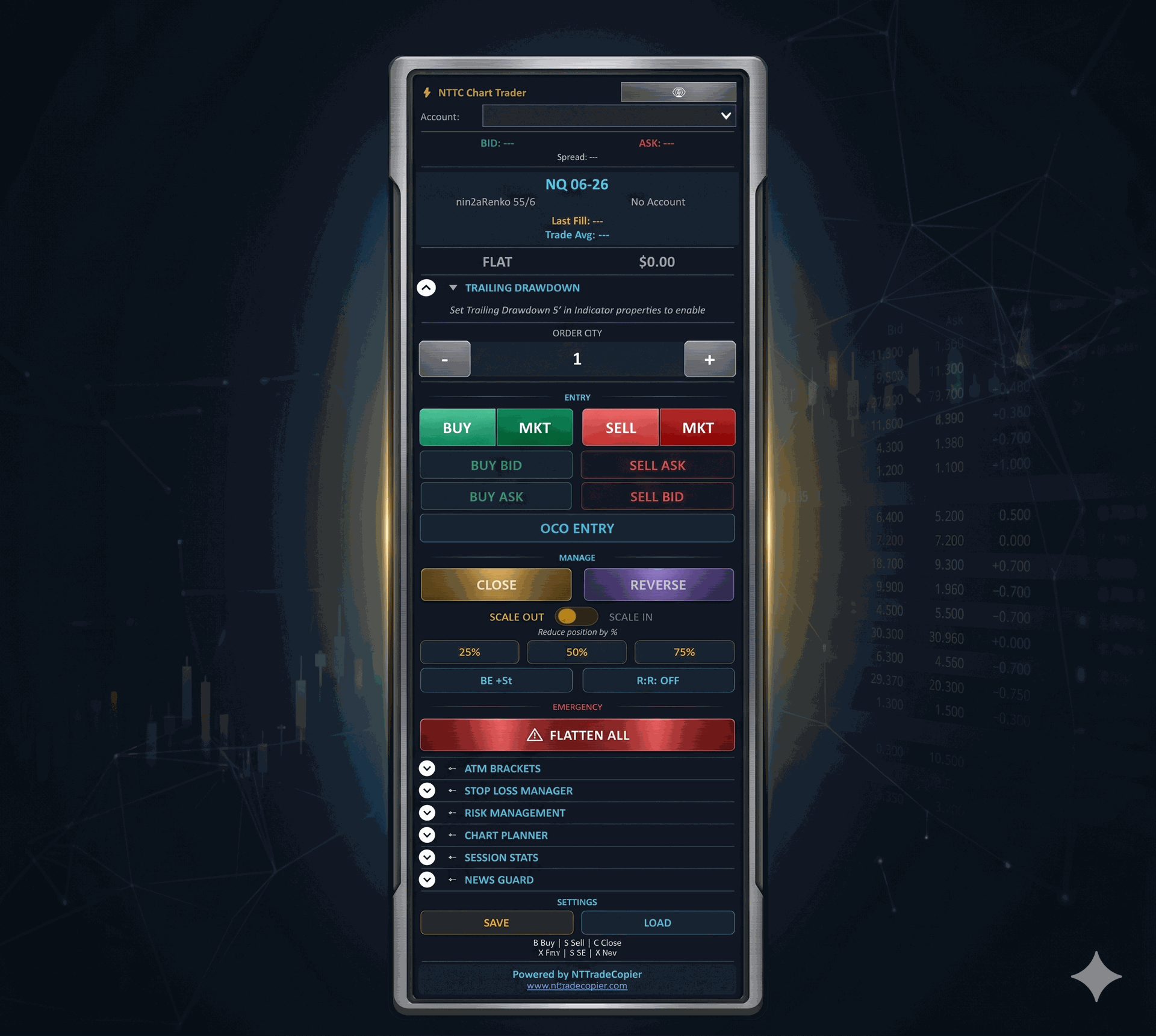 NTTC Chart Trader - Professional NinjaTrader Chart Trading Indicator